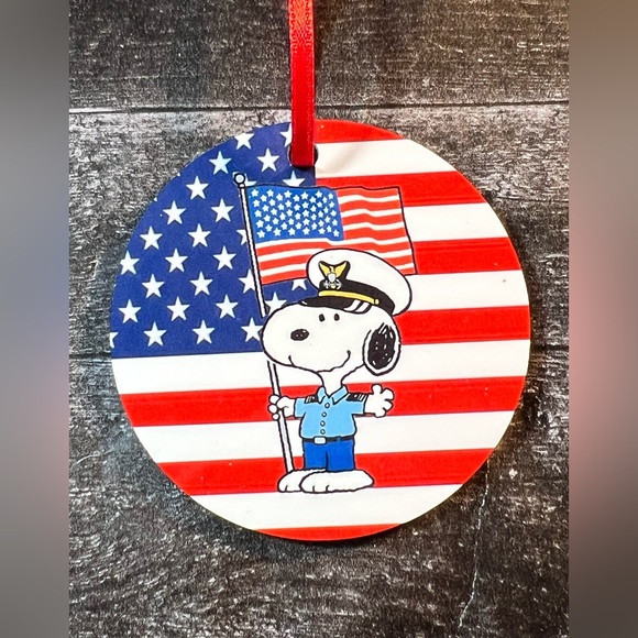 Holiday | Snoopy Coast Guard Patriotic Round Holiday Ornament New ...